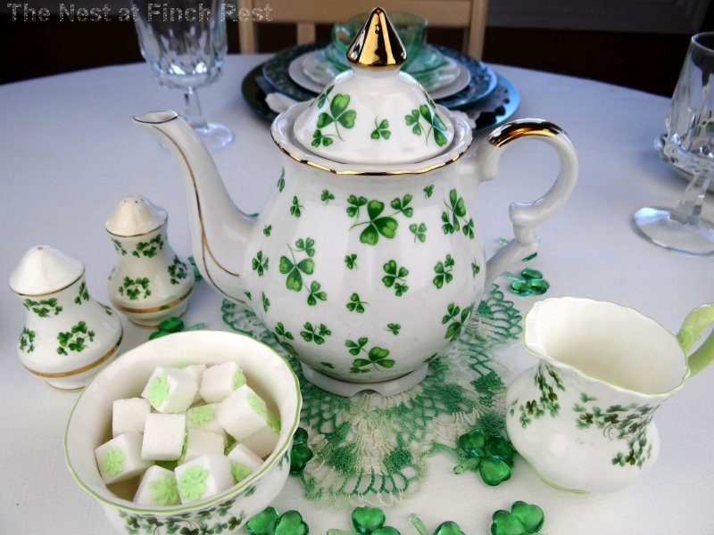 The Nest at Finch Rest: Shamrock china tea things....