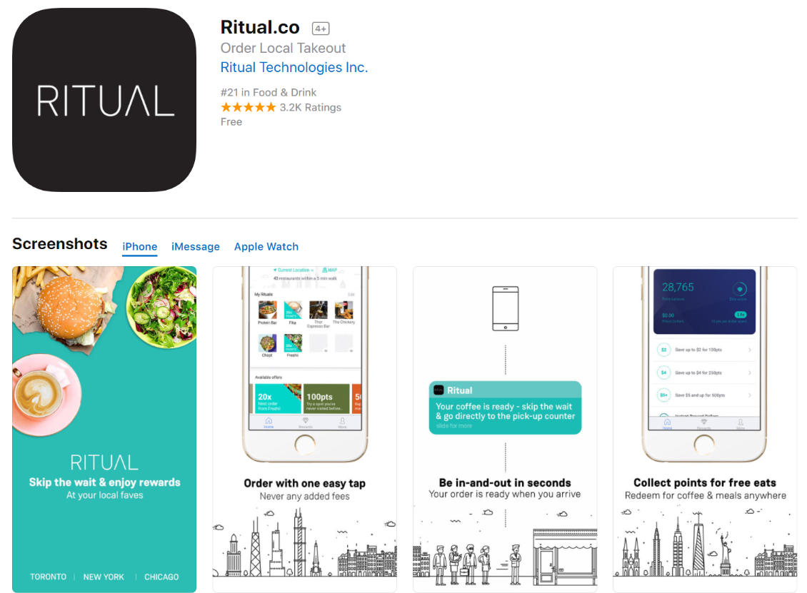 介绍一款高回报的点餐app：Ritual
