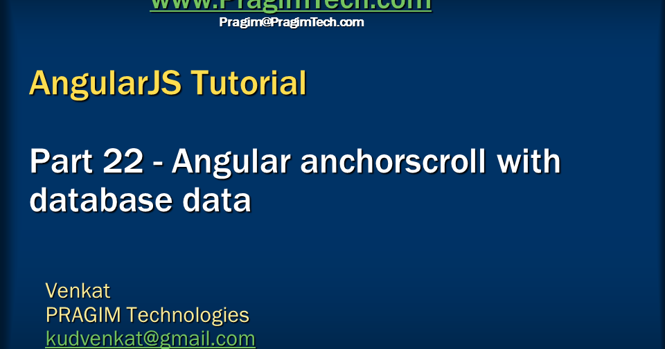 Sql server, .net and c# video tutorial: Angular anchorscroll with ...