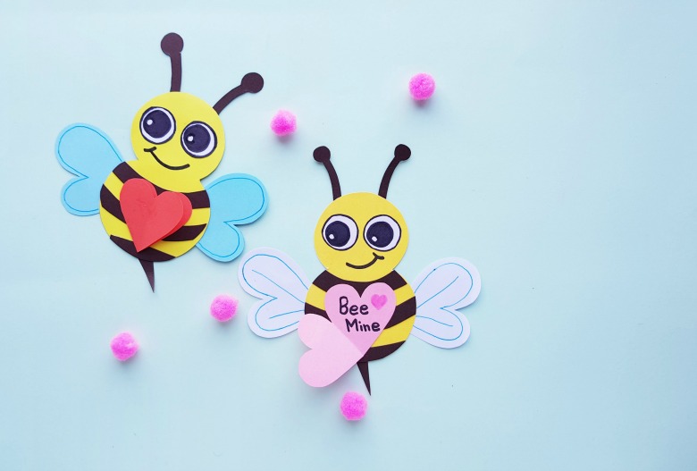 Valentine's Day Paper Bee Craft - Messy Little Monster