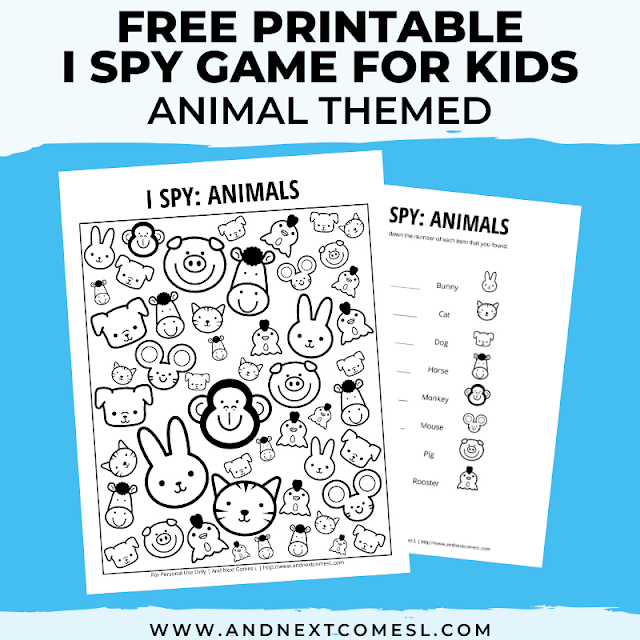 Animal Themed I Spy Game {Free Printable for Kids} | And Next Comes L ...