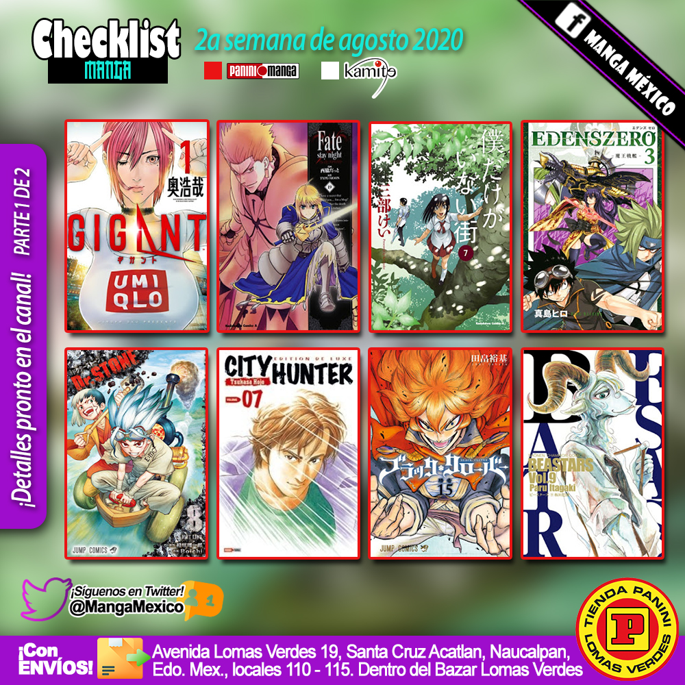 CHECKLIST manga: SEGUNDA semana de AGOSTO ¡Estreno GIGANT! - Manga México