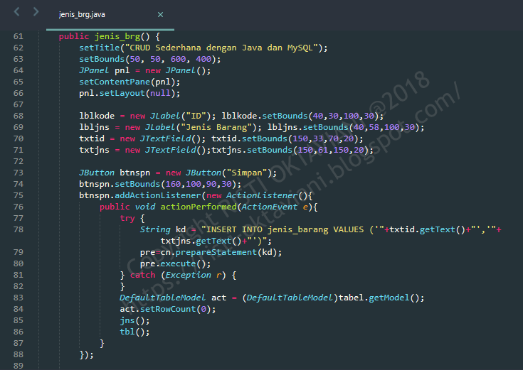 Aplikasi CRUD Sederhana dengan Java Swing dan MySQL
