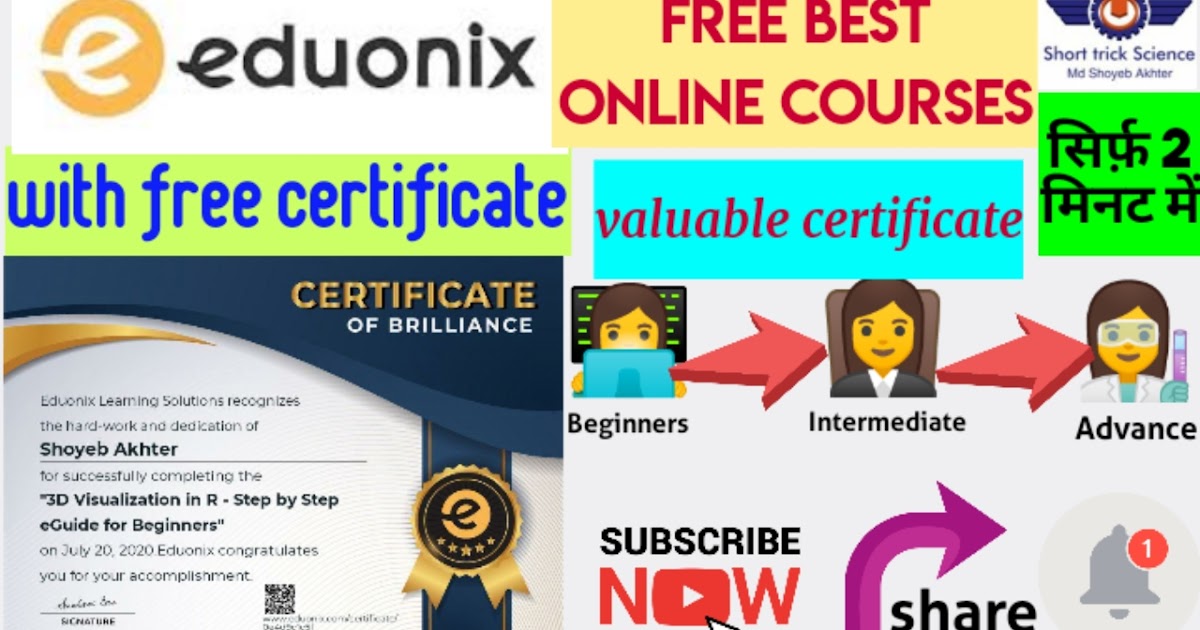 Free eduonix best courses certificate