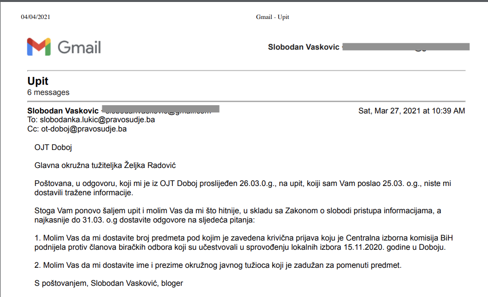 Slobodan Vasković - Sa druge strane...: Disciplinska prijava ...