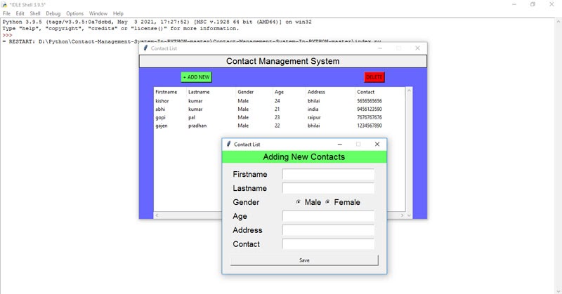 Contact management system in python with source code - Free Source code ...