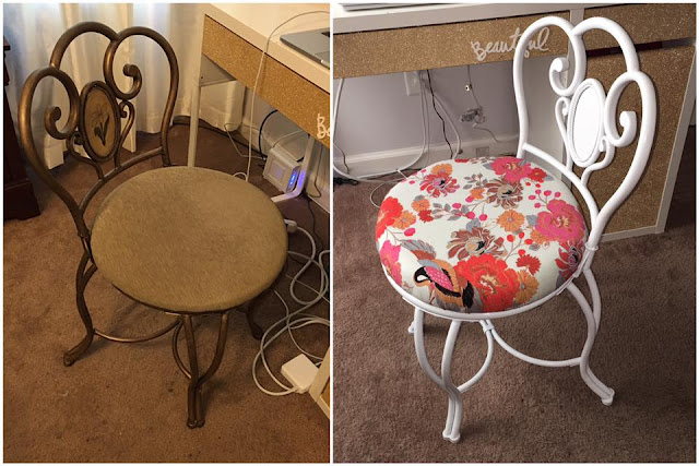 Vanity Chair Makeover | DIY Projects By Nina