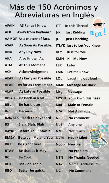 Más de 150 Acrónimos y Abreviaturas en Inglés - Inglés a Lápiz