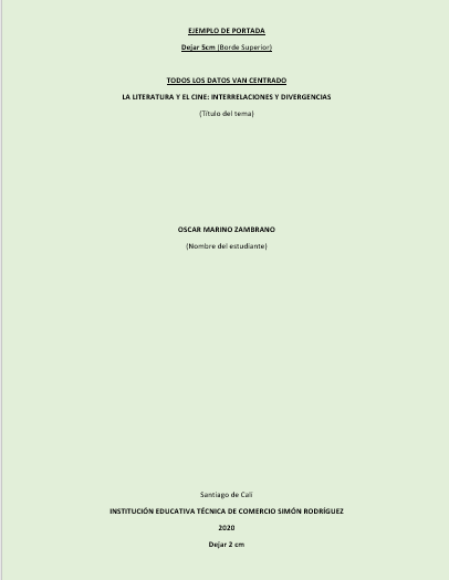 EL MUNDO DE LAS LETRAS: EJEMPLO NORMA ICONTEC