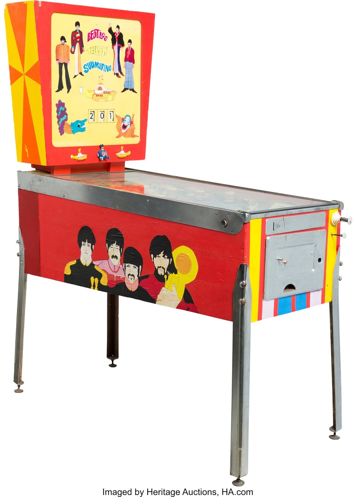 Vintage Beatles "Yellow Submarine" pinball machine