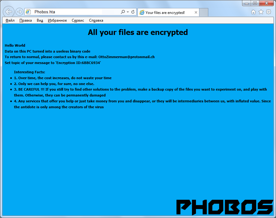 Шифровальщики-вымогатели The Digest "Crypto-Ransomware": Phobos