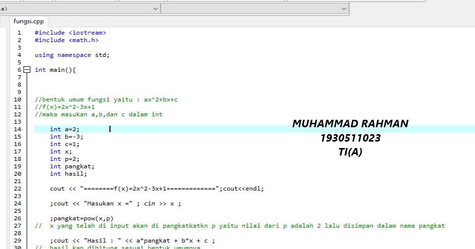 Kodingan Limit dan Turunan Kalkulus C++