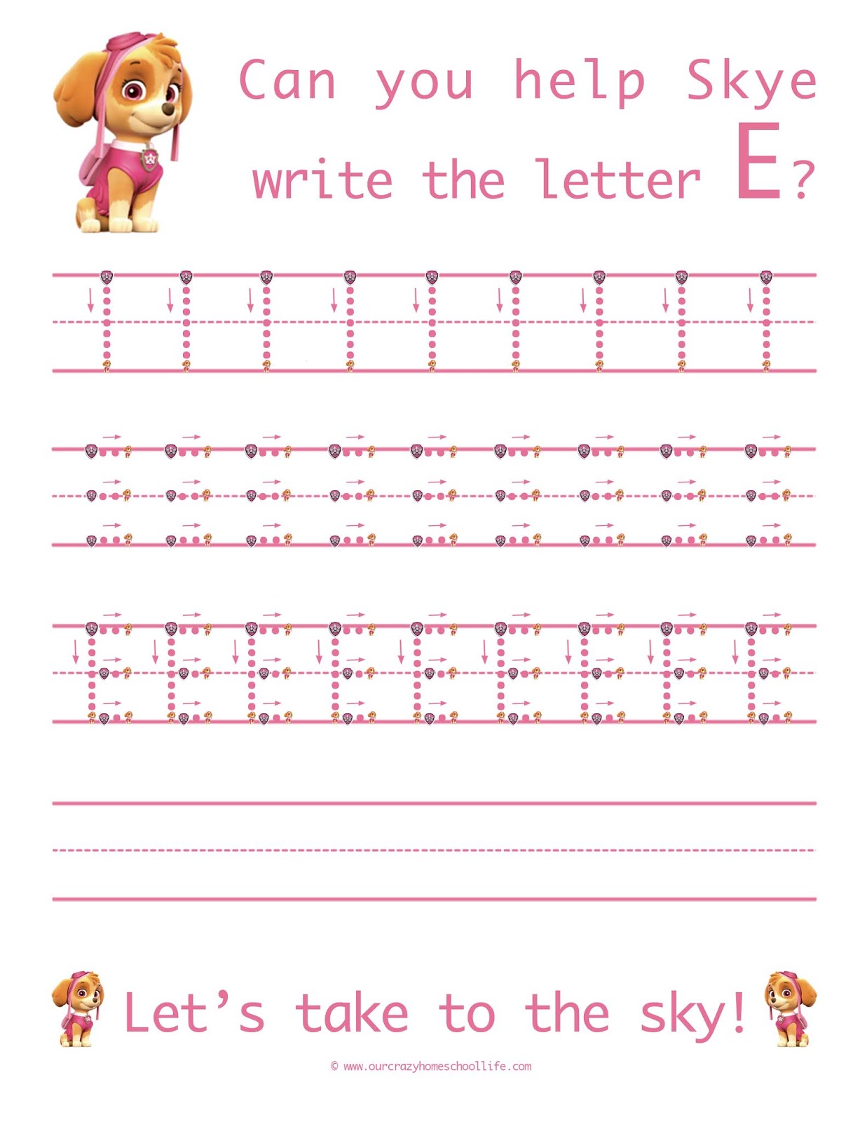 The Letter E - FREE Patrol Patrol Handwriting Printables... - Our Crazy ...