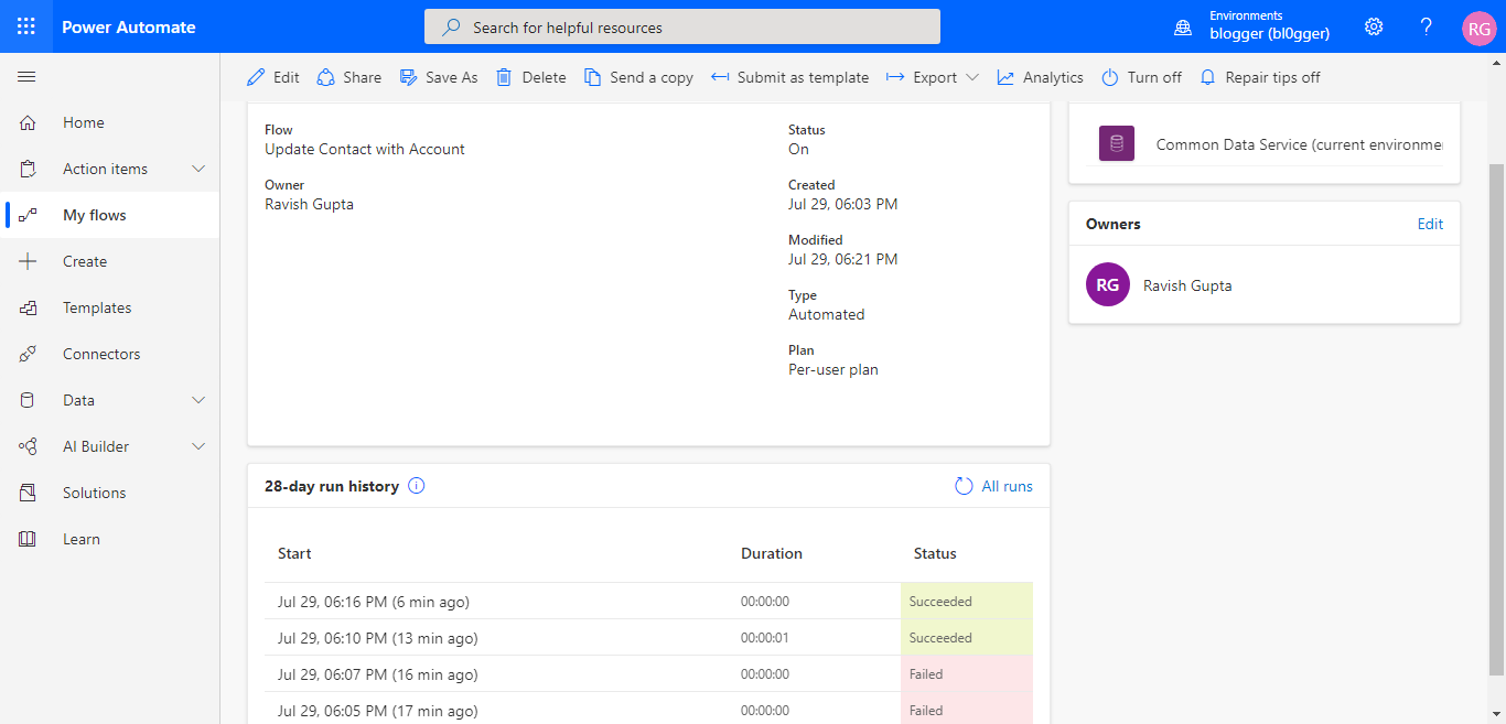Using Microsoft Flow in Dynamics 365