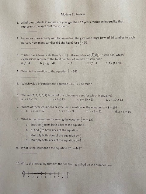 Mrs. Negron 6th Grade Math Class: Module 11 Study Guide