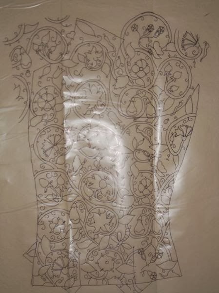 Elizabethes Closet: Elizabethan Polychrome Waistcoat Recreation. Back Panel