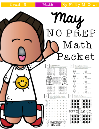 Kelly McCown: May NO PREP Math Packets {Grades 3 to 5}