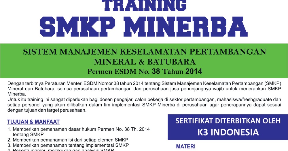 TRAINING SMKP MINERBA PERMEN ESDM NO 38 TH 2014 - PUSAT PUBLIKASI ...