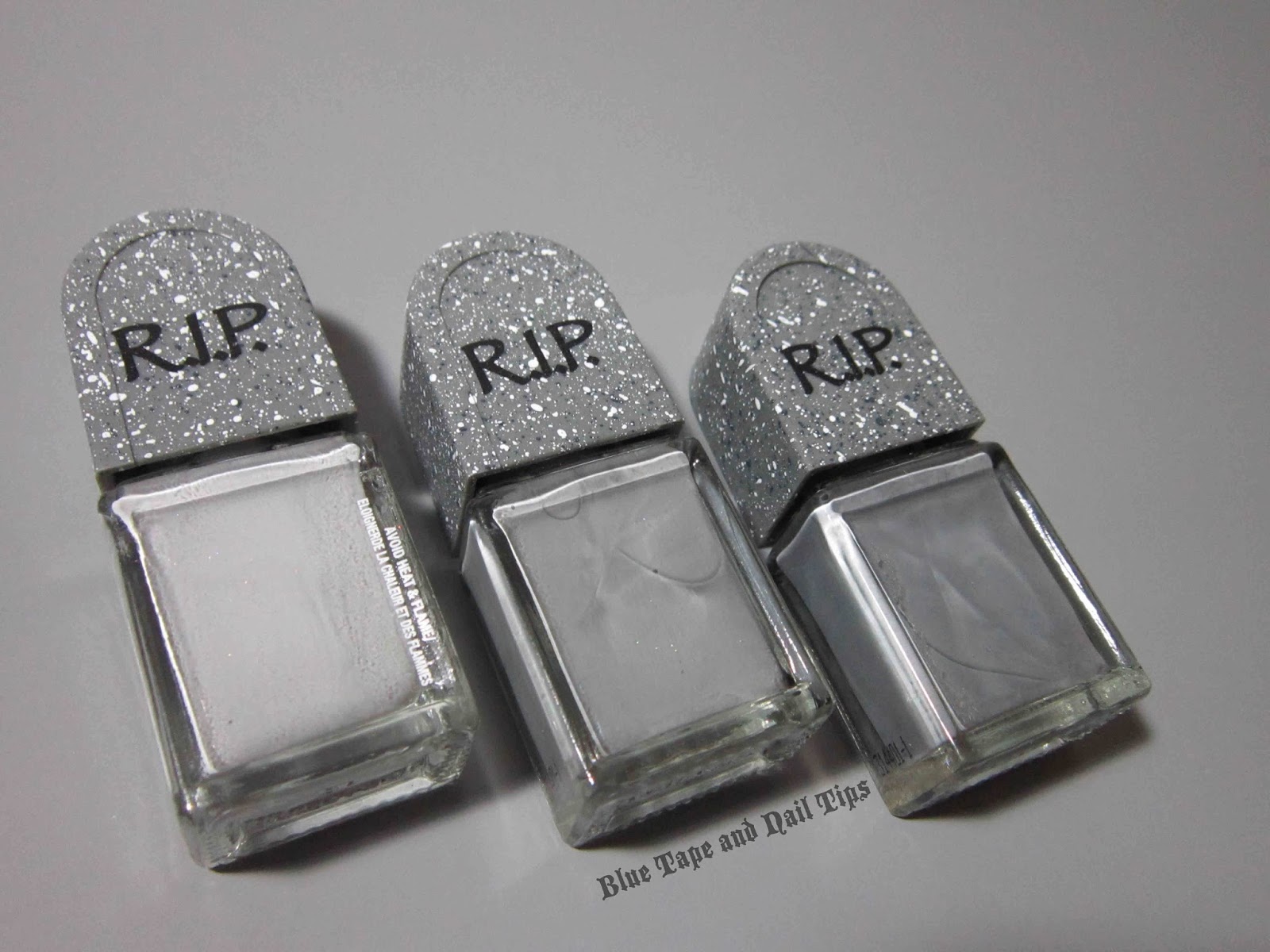 Blue Tape and Nail Tips: Easy Tombstone Halloween Nail Art