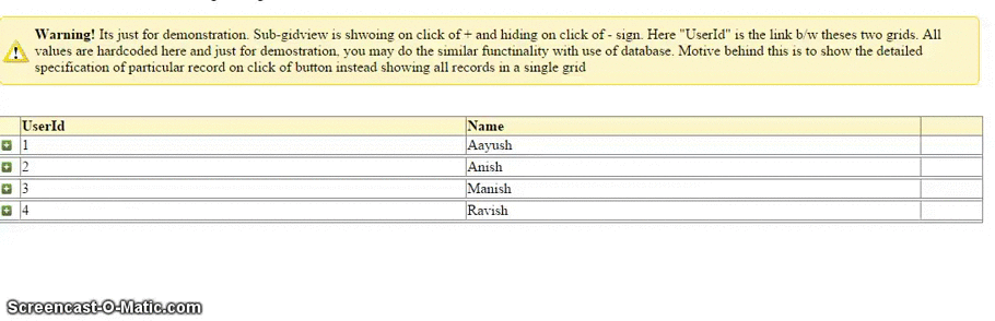 Create Nested Gridview with Expand and Collapse features in ASP.Net