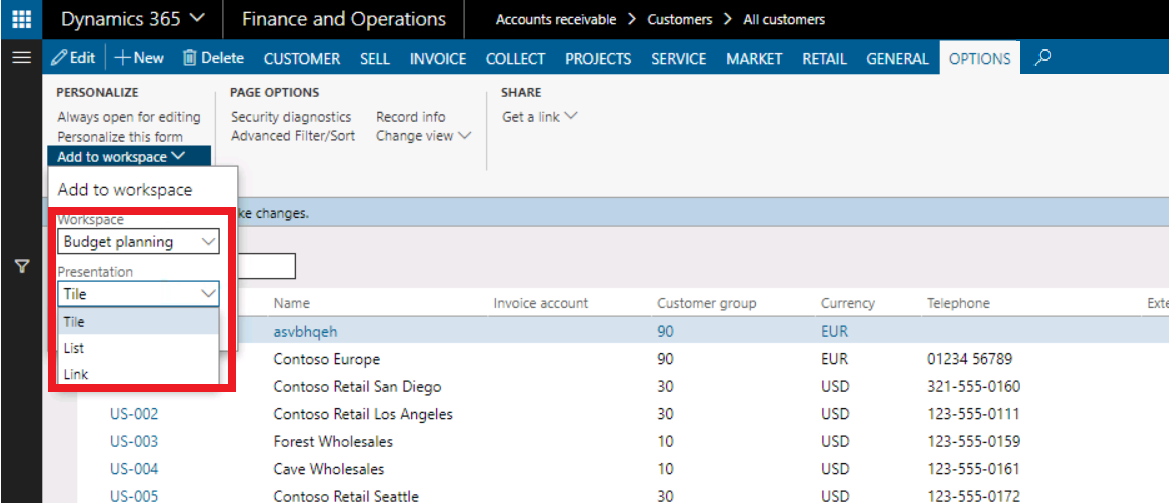 How To add form to a workspace in dynamics 365?