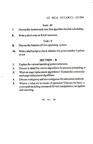 MCA-107 Operating System Principles JU 2015 Question Paper - University ...