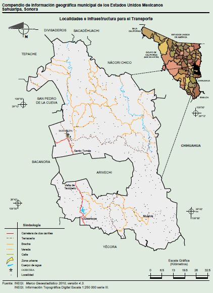 GeneaSon: Genealogía e Historia Sonorense: Mapa del Municipio de Sahuaripa