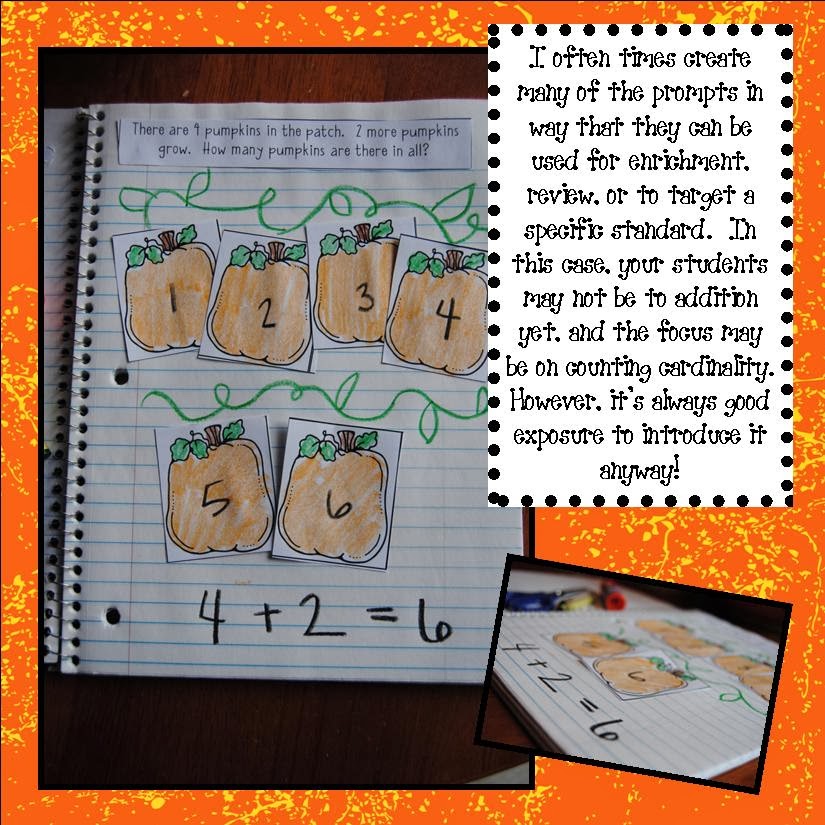 Teaching, Learning, & Loving: October Math Journal Prompt Pictures
