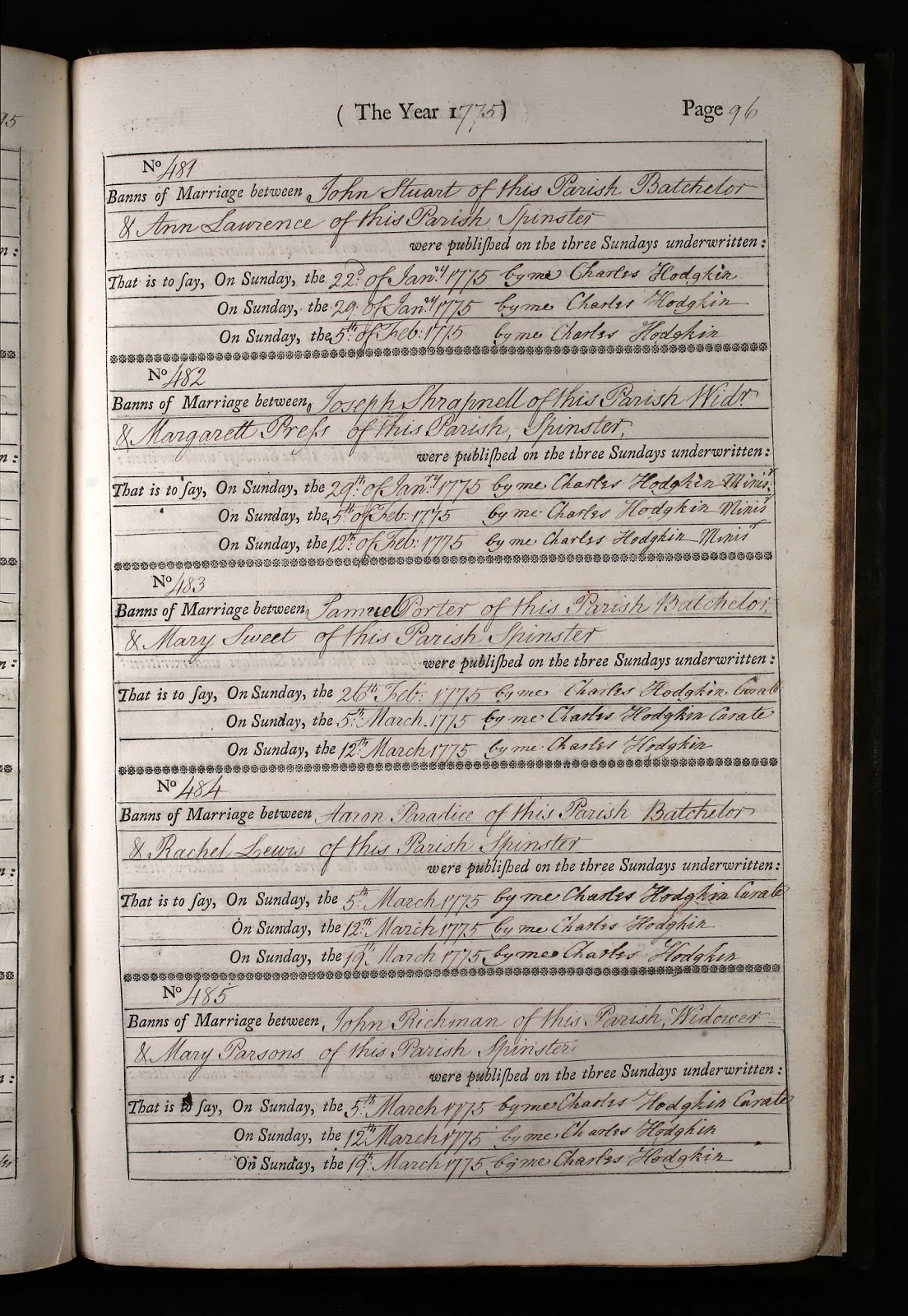 Genea-Musings: Treasure Chest Tuesday -- 1775 Marriage Banns Record for ...