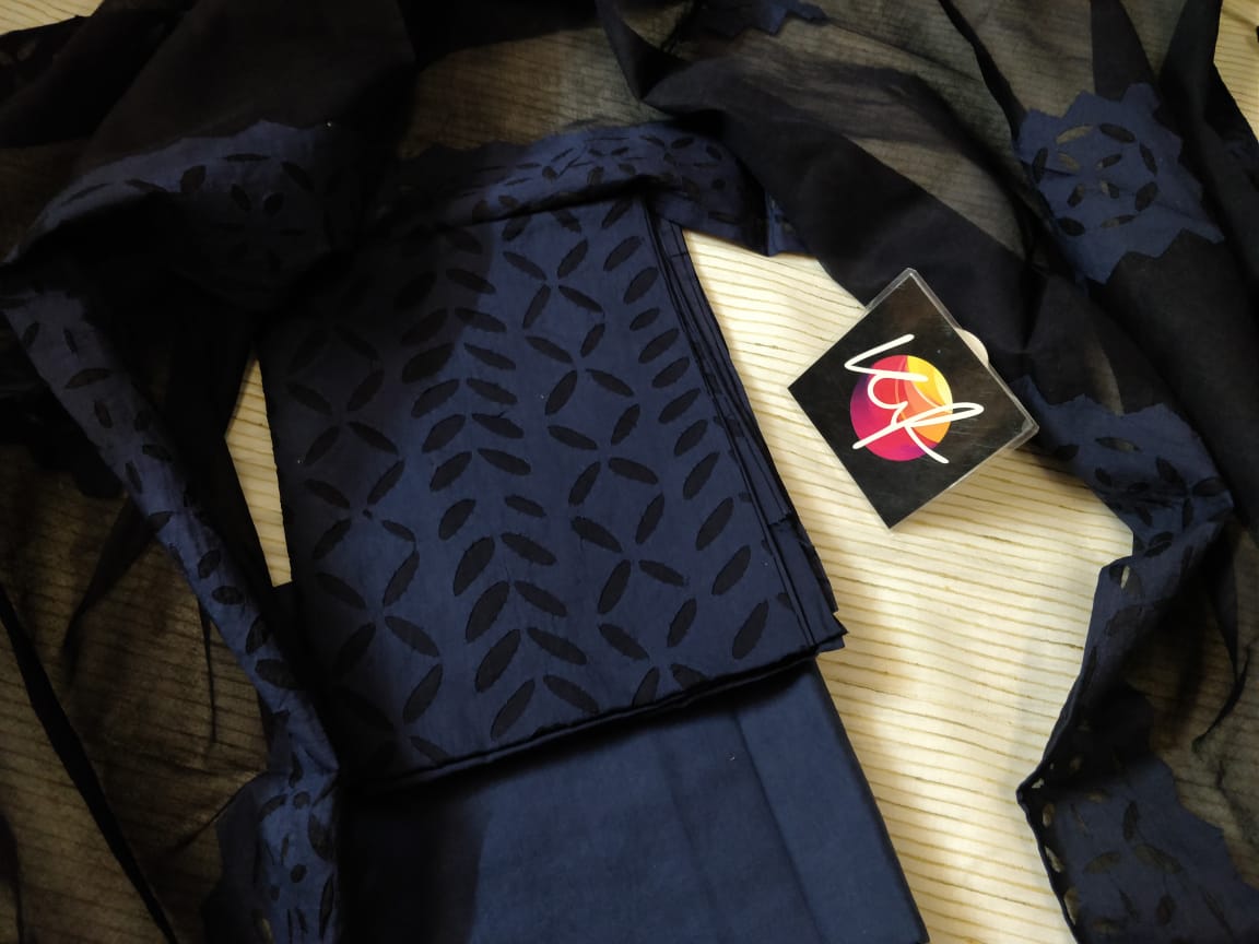 Applique work dress materials