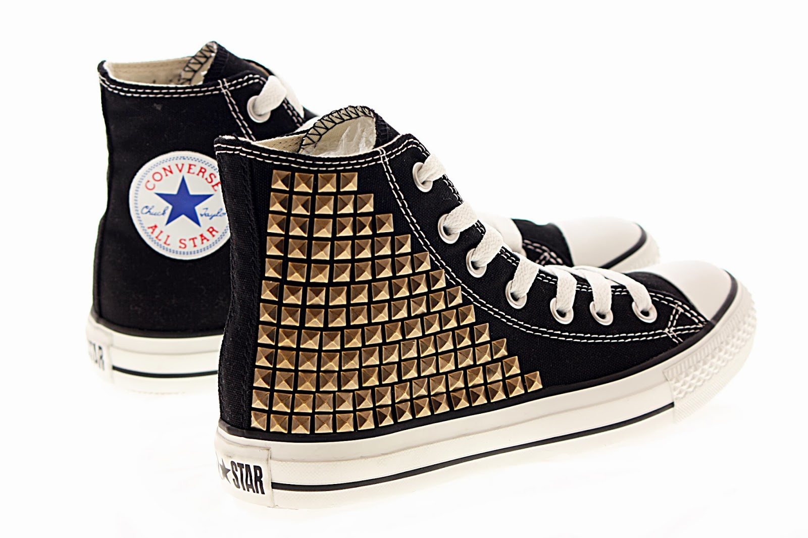 Studs and Spikes: Studded Converse, Brass Pyramid Studs with Black ...