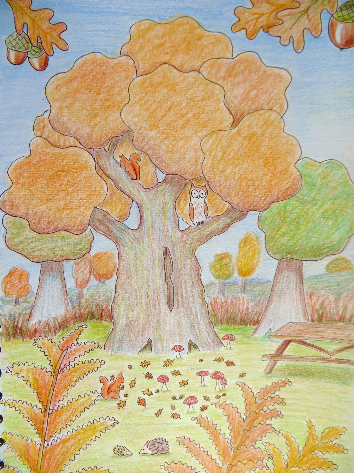 Bunny Mummy: This Weeks Drawing.....Autumn Oak Tree
