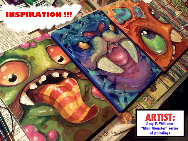 PAINTED MONSTERS - Mixed Media Artwork