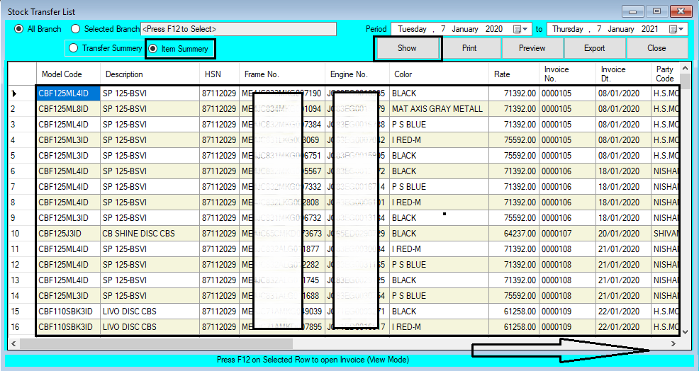 Stock Transfer List Report Help Guide