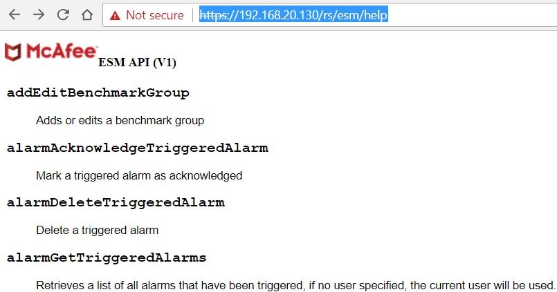 Working with McAfee SIEM API