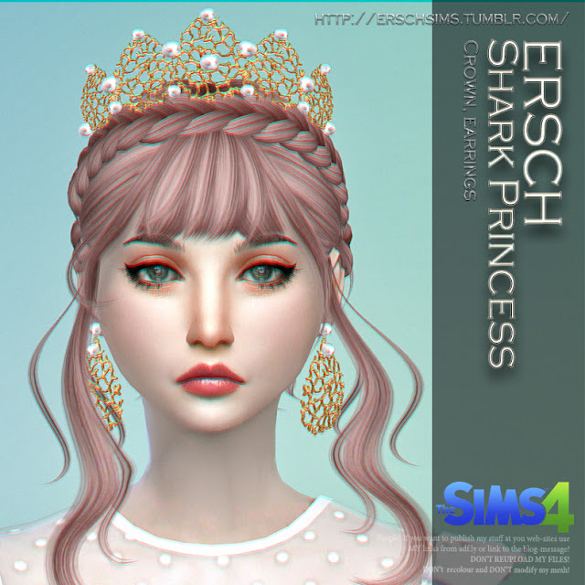 ERSCH - Shark Princess Crown&Earrings for TS4 | ErSch Sims