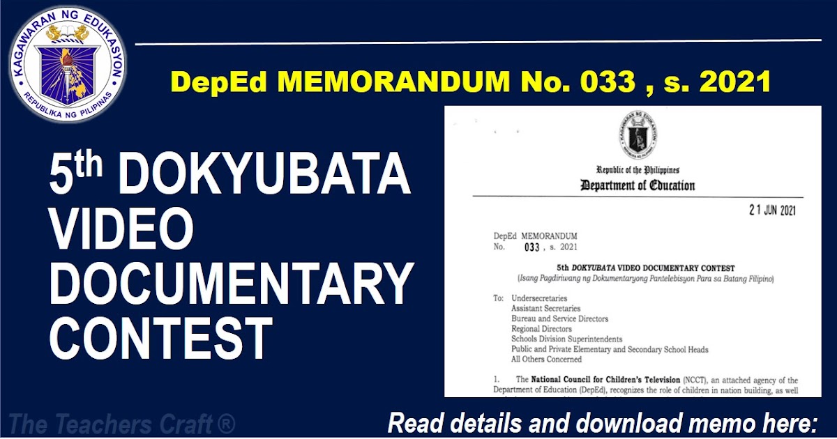 DepEd Memorandum No. 033, s. 2021 - The Teacher's Craft