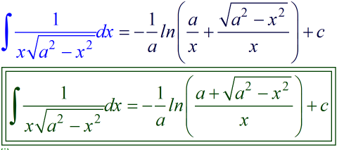 Primitives des fonctions contenant la racine carrée de a²-x². Partie 1