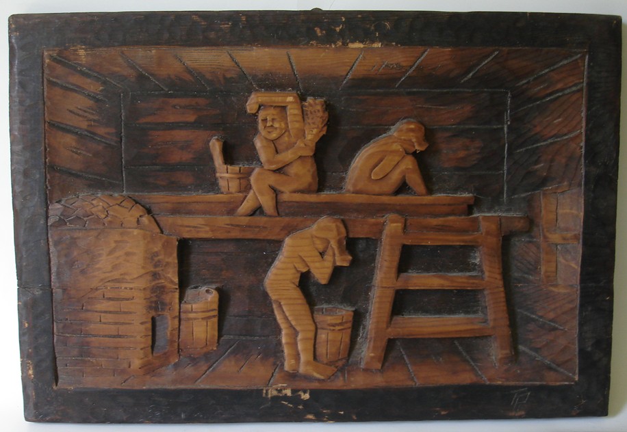Blue Starr Gallery: Finnish High Relief Wood Carvings of Sauna