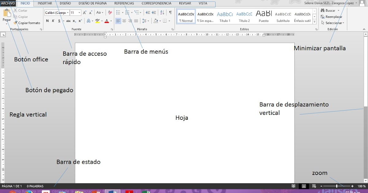 PRESENTACION: partes de word