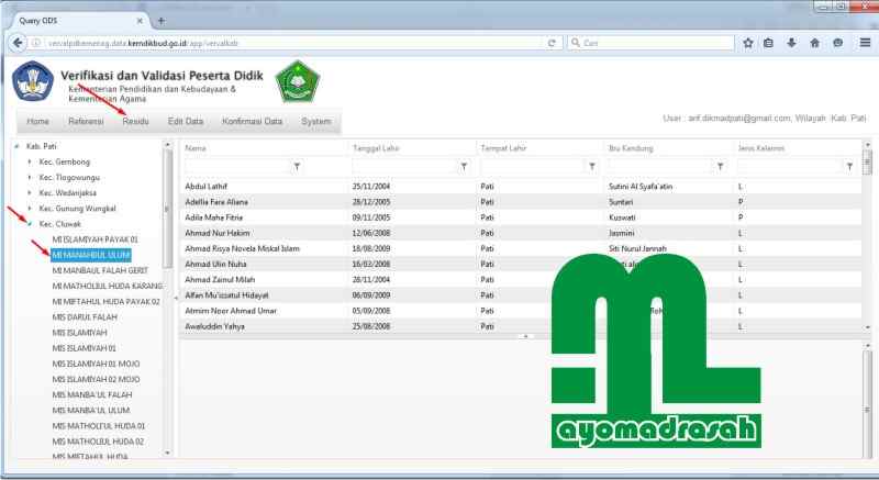 Tutorial Cara Verval PD Kemenag (NISN) Tahun 2016 - Ayo Madrasah