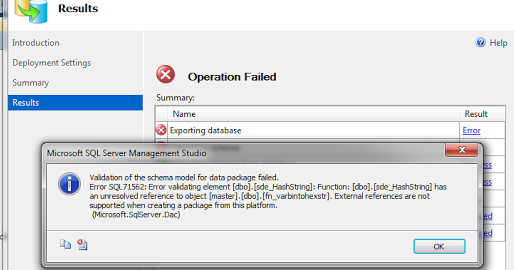SQL71562: external references are not supported when creating a package ...