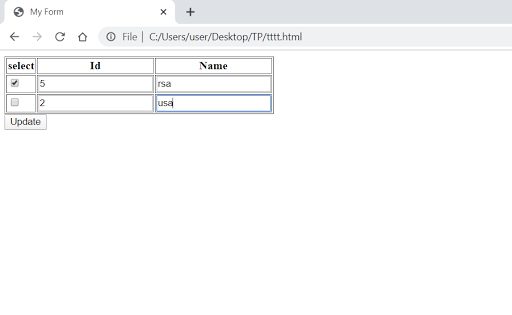Update Multiple Data in Table using JavaScript and JQuery and print ... Update Multiple Data in Table using JavaScript and JQuery and print ...