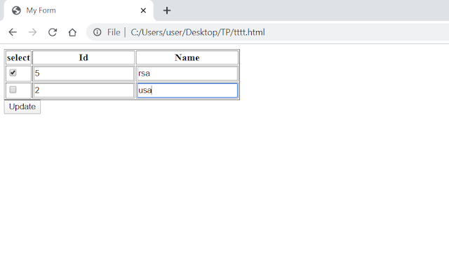 Update Multiple Data in Table using JavaScript and JQuery and print ...