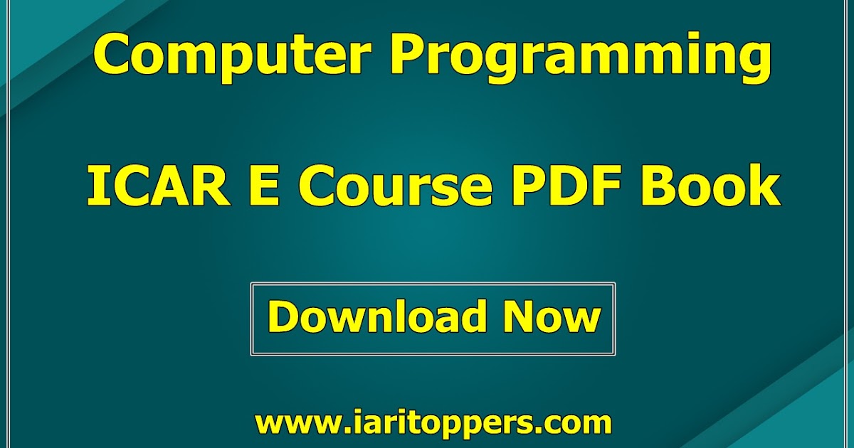 Computer Programming ICAR e course PDF Book Download E Krishi Shiksha