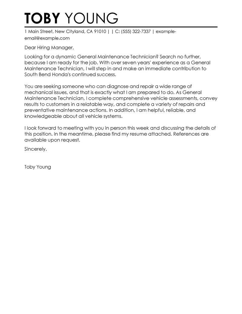 Maintenance Cover Letter Template Resume Letter Maintenance Cover Letter Template Resume Letter