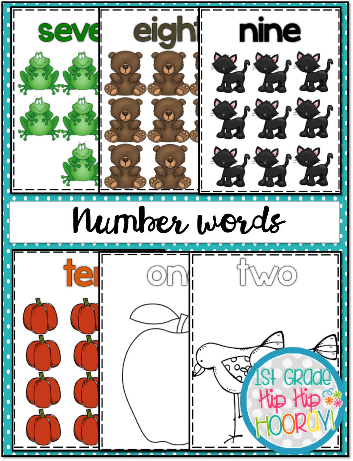 1st Grade Hip Hip Hooray!: Number Word Word Work!