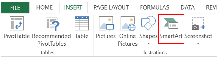 Insert SmartArt Graphic in Excel