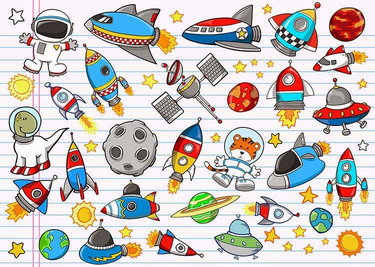Full color All about space Doodle Vector / alat ruang angkasa vektor ...