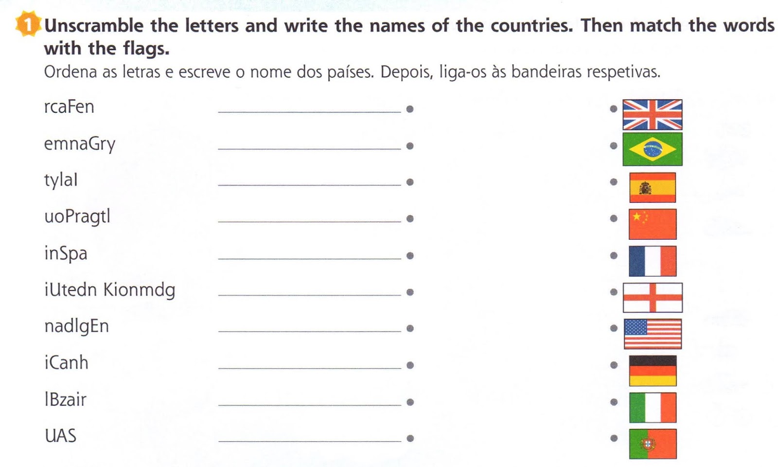 Practice makes perfect: Countries and nationalities (4º ano)
